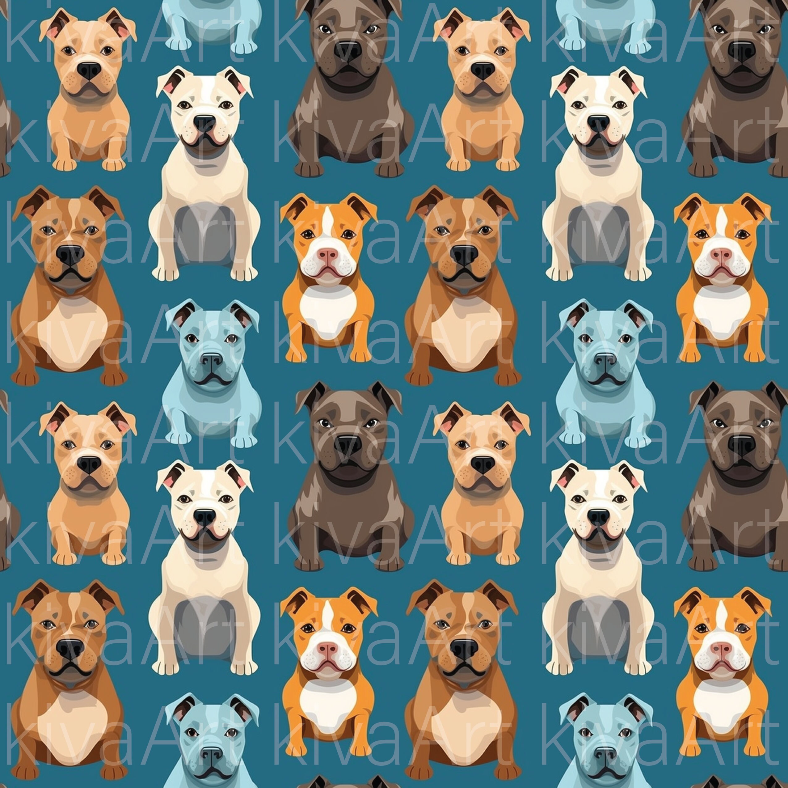 American Pit Bull Terrier Prints Patterns Collection of Six Printable ...