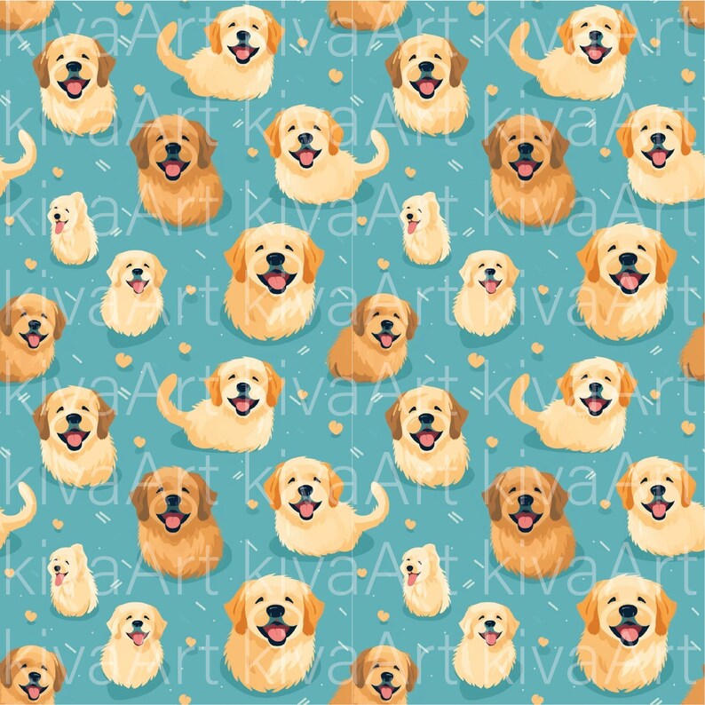 Golden Retriever Prints Patterns Collection of Six Printable Digital ...