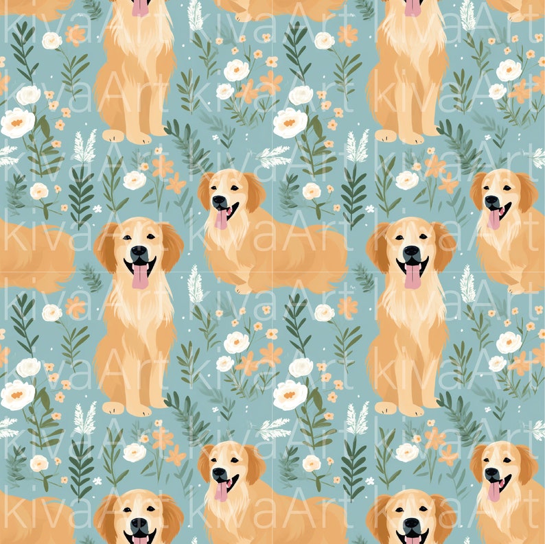 Golden Retriever Prints Patterns Collection of Six Printable Digital ...