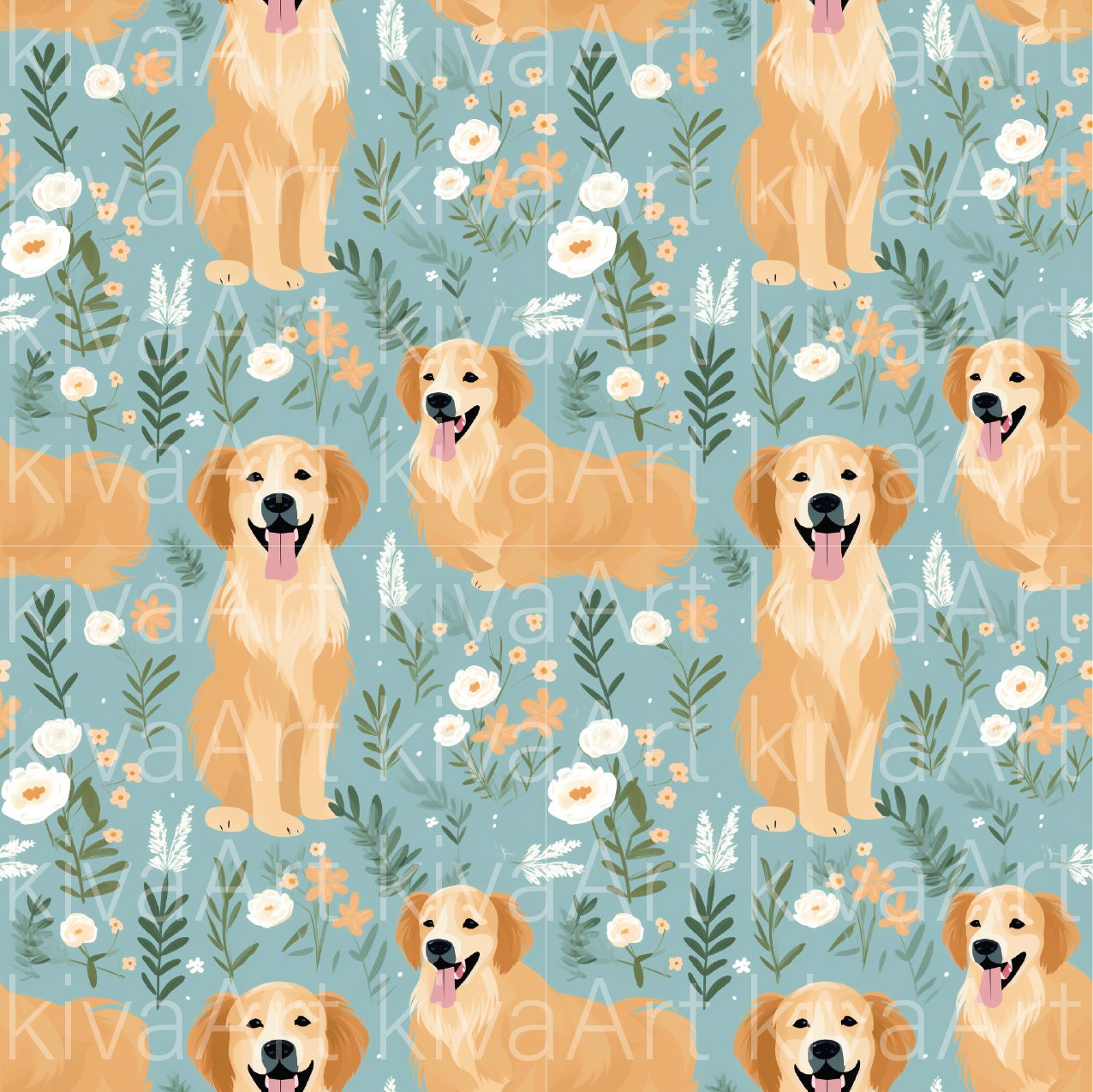 Golden Retriever Prints Patterns Collection of Six Printable Digital ...