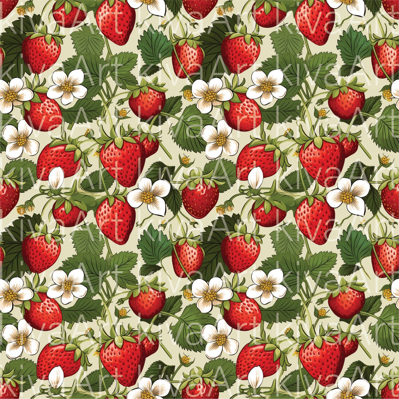 Blooming Strawberries Prints Patterns Collection of Six Printable ...