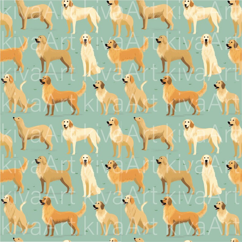 Golden Retriever Prints Patterns Collection of Six Printable Digital ...
