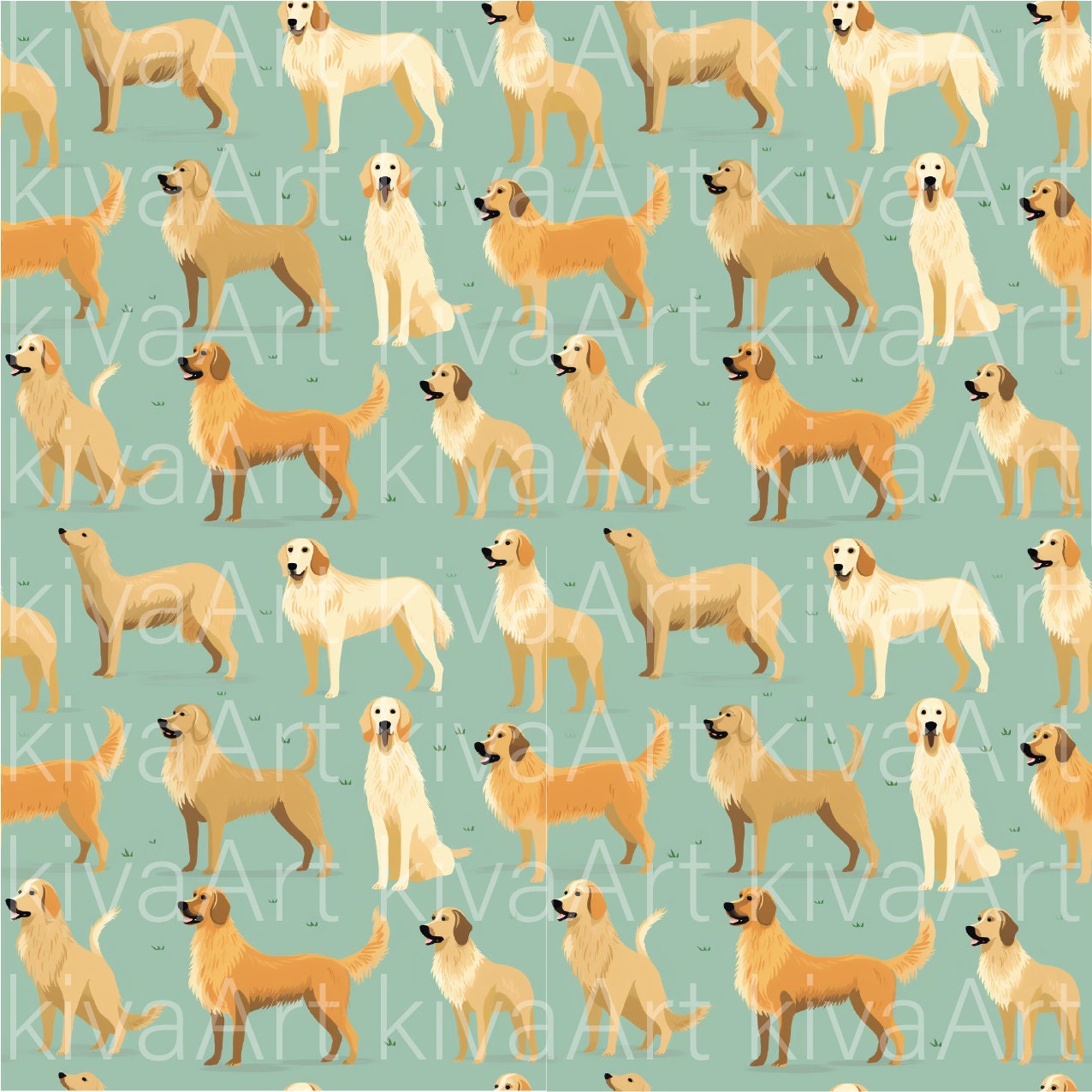 Golden Retriever Prints Patterns Collection of Six Printable Digital ...