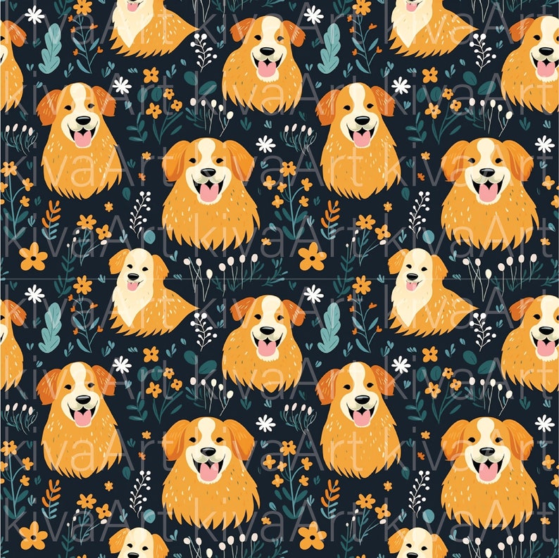Golden Retriever Prints Patterns Collection of Six Printable Digital ...