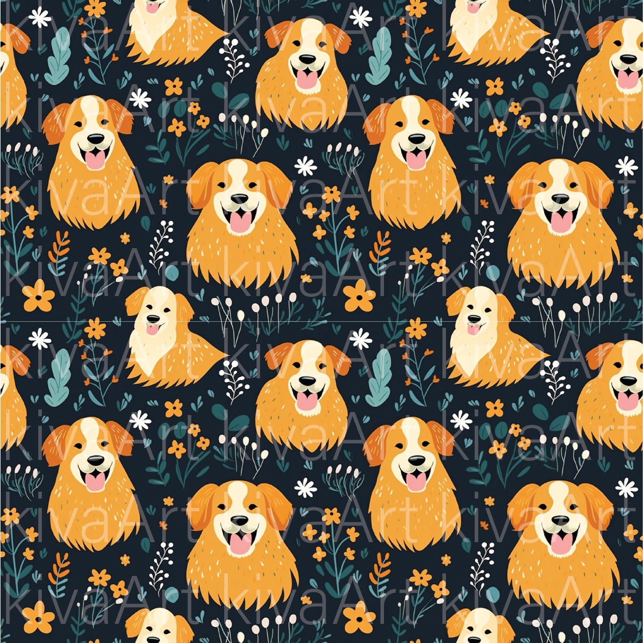 Golden Retriever Prints Patterns Collection of Six Printable Digital ...