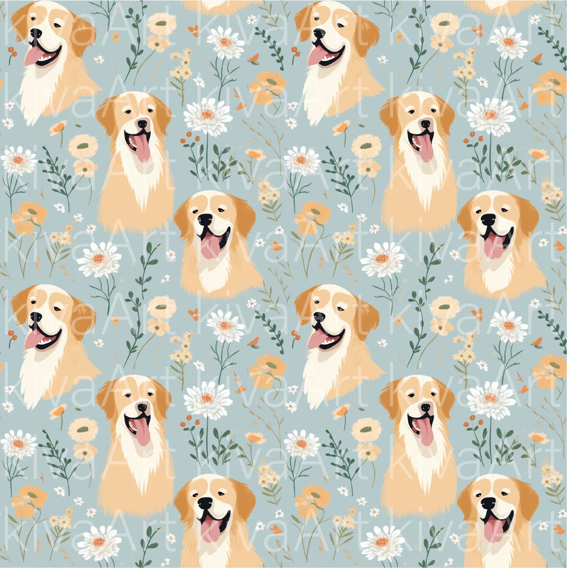 Golden Retriever Prints Patterns Collection of Six Printable Digital ...