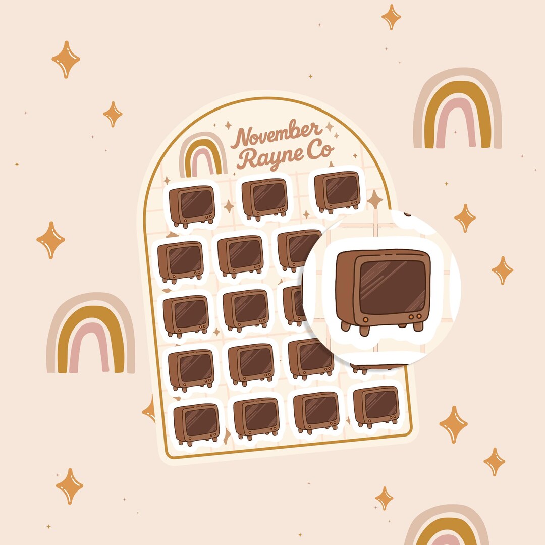 Retro TV Sticker Sheet: Hand-drawn Journal Planner Stickers - Etsy
