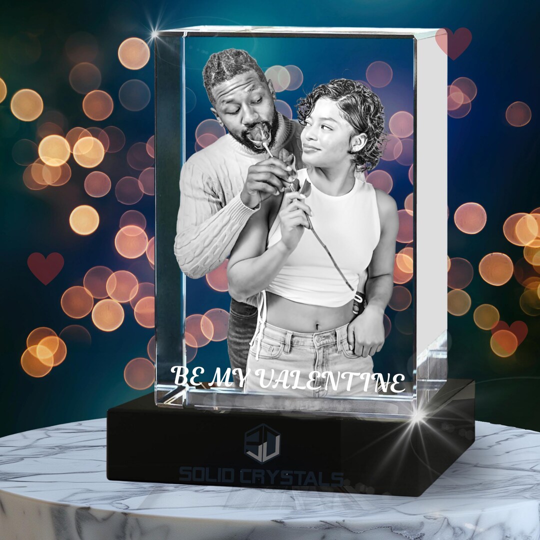 Custom 3D Photo Crystal Portrait With Base Light - Etsy
