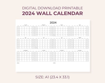 2024 Printable Wall Planner High Resolution Calendar Any Size A4,A3,A2 ...