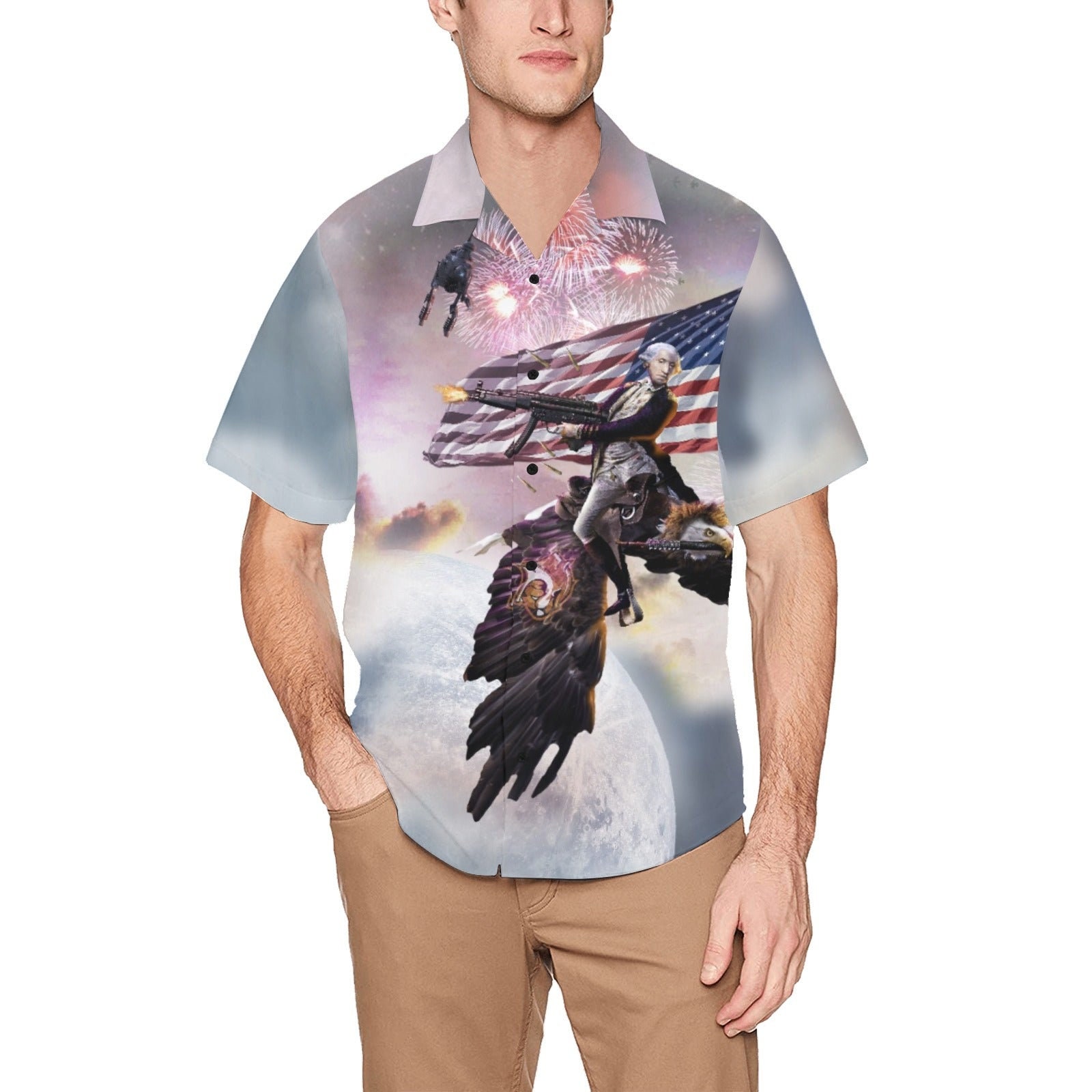 George Washington Riding Eagle Hawaiian Shirt AOP 3D Tee Shirts - Etsy
