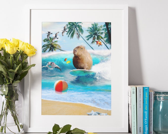 Capybara Art, Capybara Poster, Capybara Printable, Capybara Digital ...
