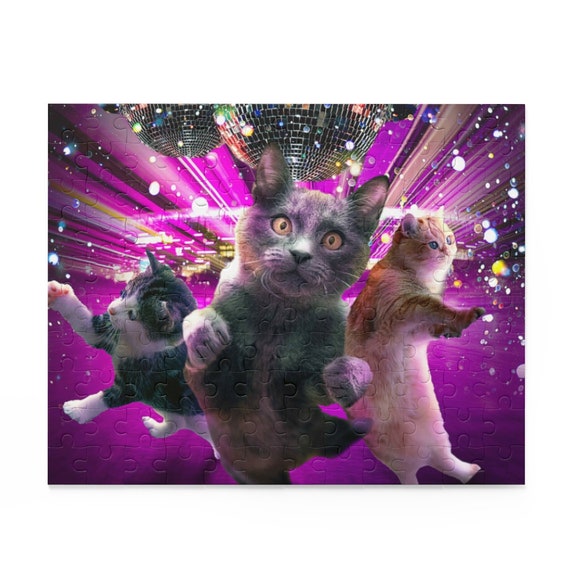 Jigsaw Puzzles 120 Piece 70s Disco Kitty Cat Rave Jigsaw Puzzle Disco ...