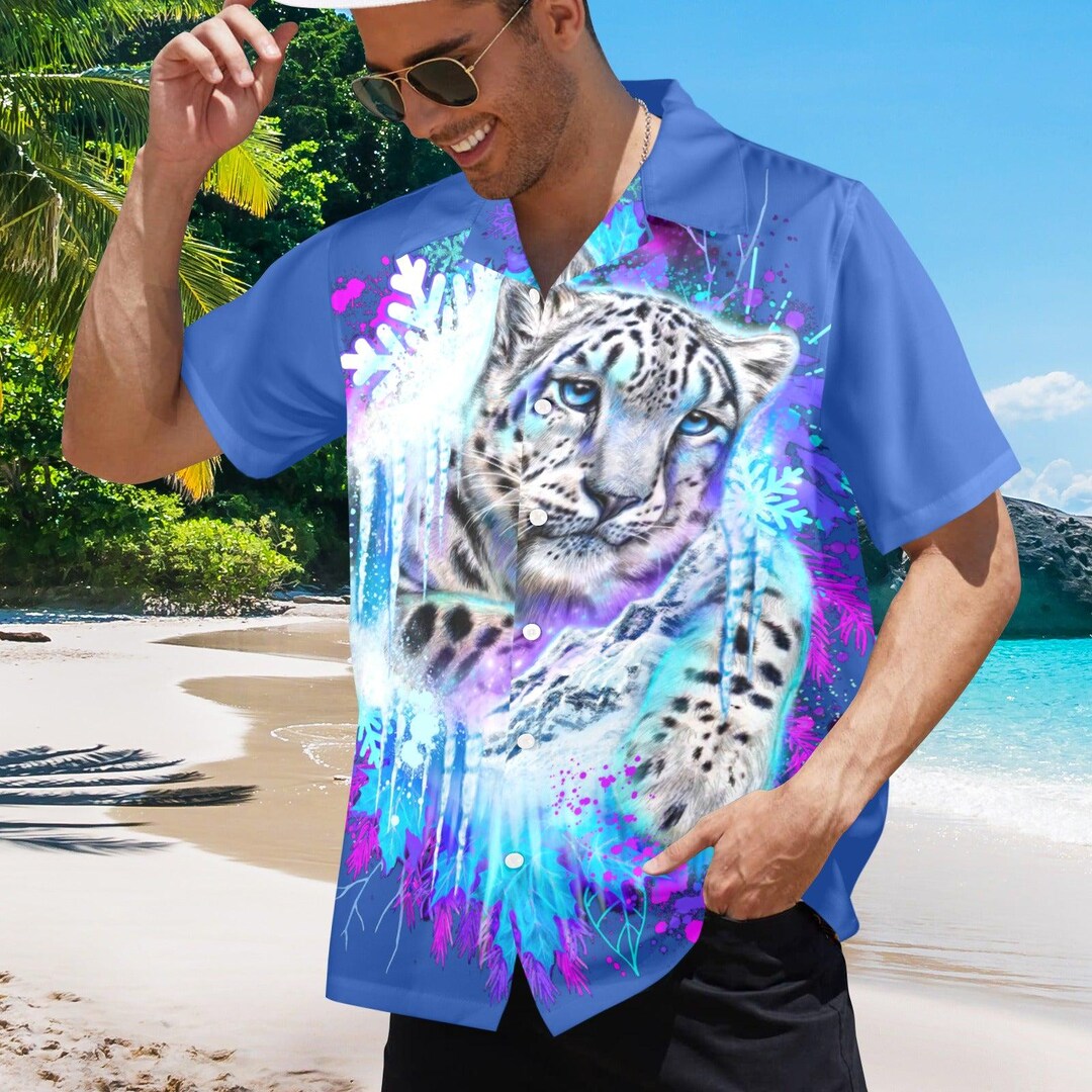 Sheena Pike 'snow Leopard' Hawaiian Shirt - Etsy UK