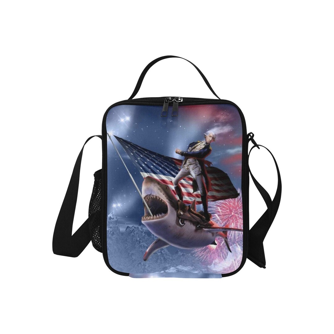 4th of July Lunch Box George Washington Riding Shark Lunch Bag - Etsy