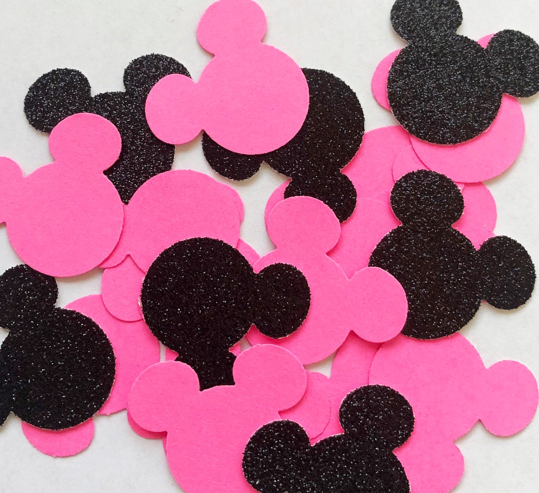 Minnie Mouse Inspired Glitter Confetti / Little Girl Pink & Black Mouse ...