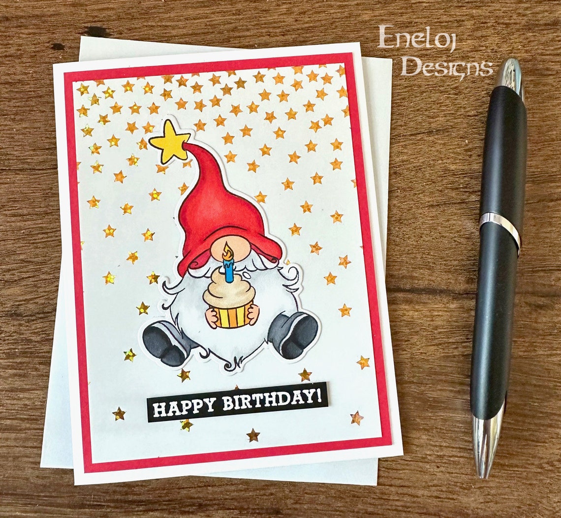 Gnome Birthday Card / Happy Birthday Card / Foil Birthday Greeting Card ...
