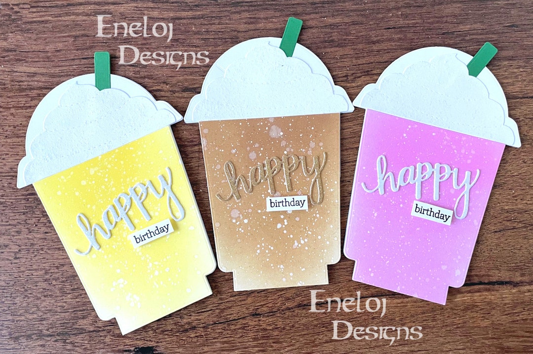 Frappe Cup Card / Coffee Cup Card / Die Cut Fold-out Card / Happy ...