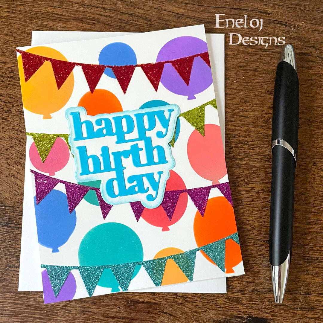Happy Birthday Card / Birthday Balloons / Kids Birthday Cards / Rainbow ...