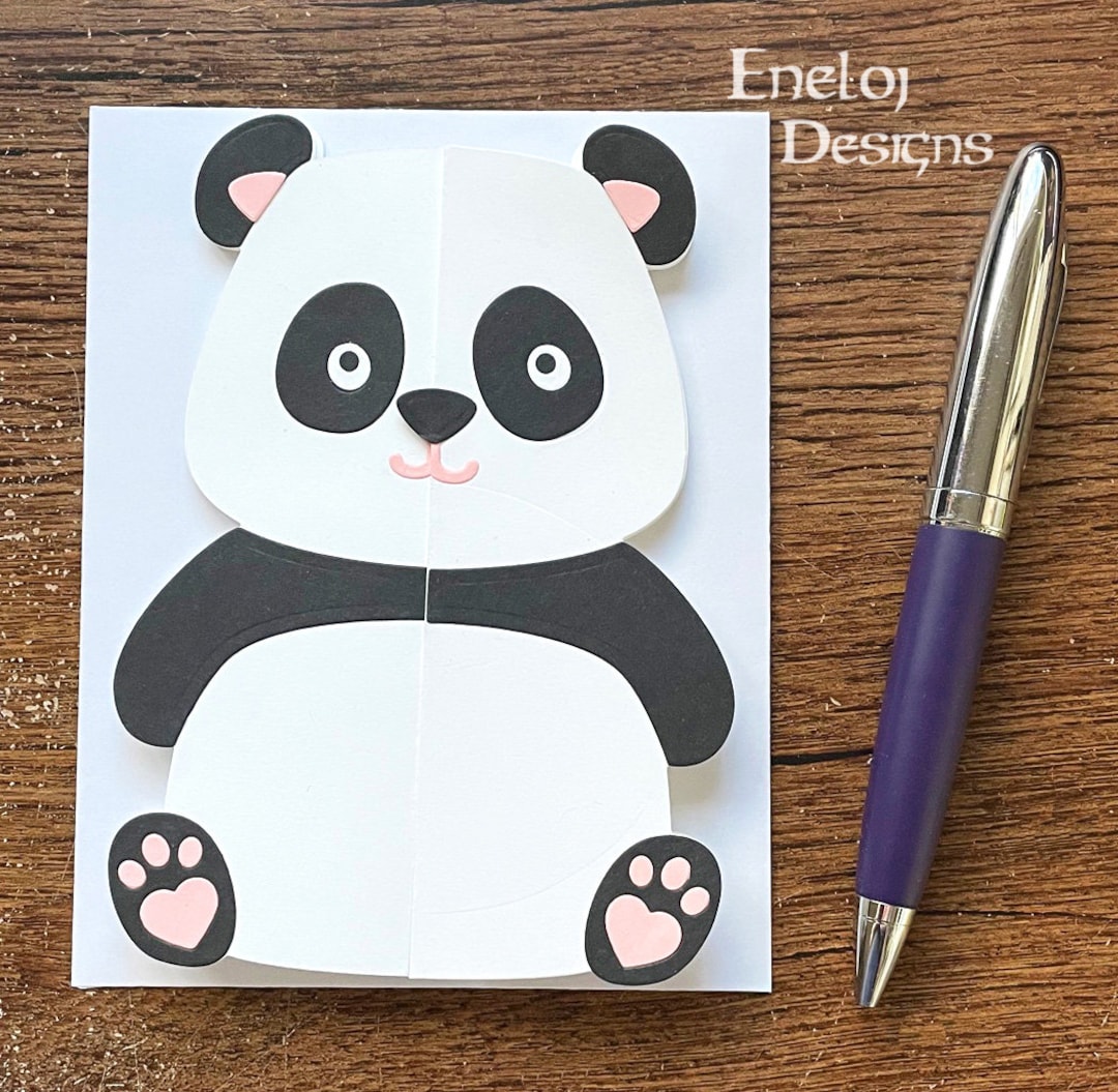 Panda Bear Birthday Card / Die Cut Fold-out Card / Accordion Greeting ...