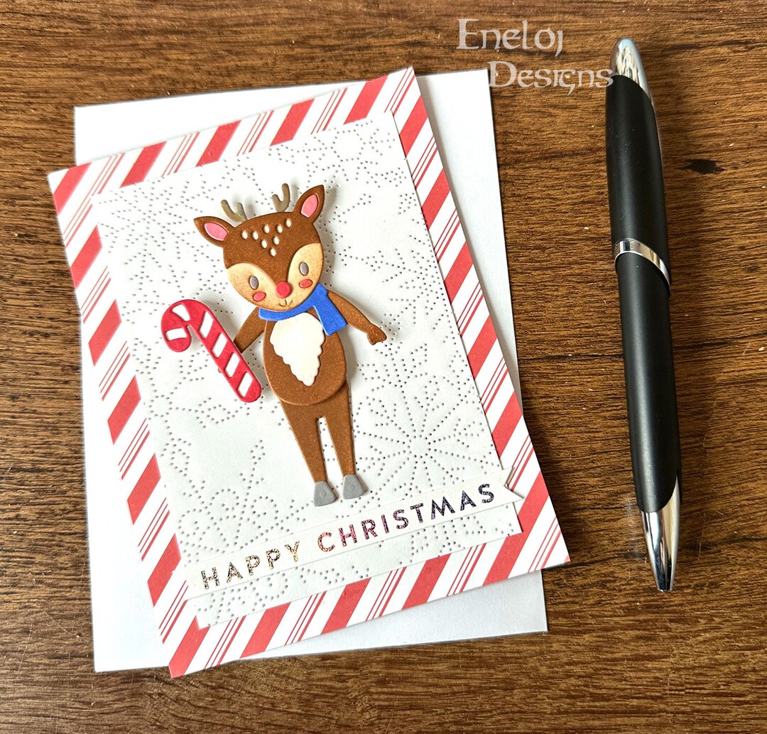Reindeer Christmas Cards / Dancing Rudolph Card / Handmade Foil ...