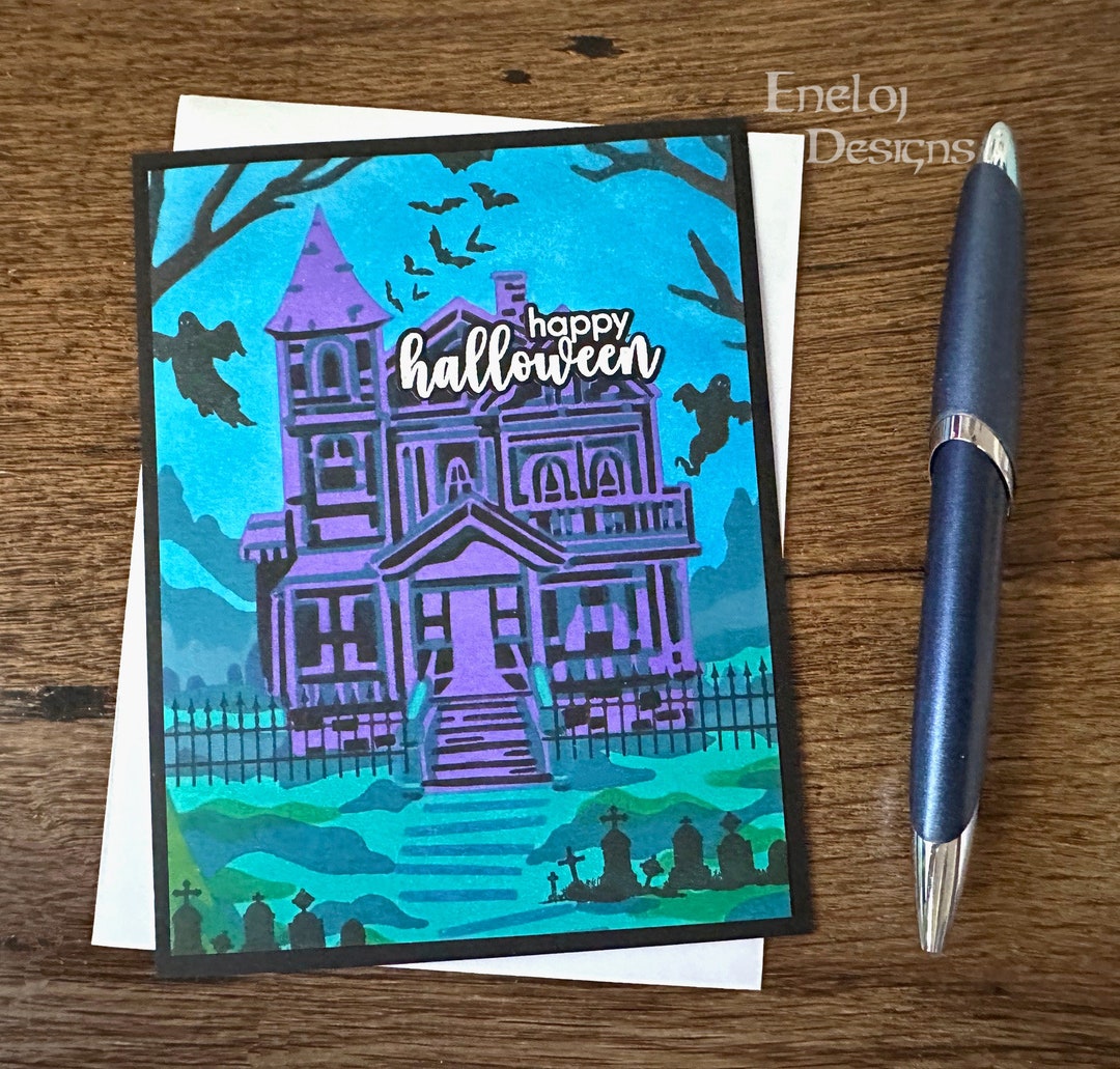 Haunted House Card / Spooky Halloween Card / Trick or Treat / Handmade ...