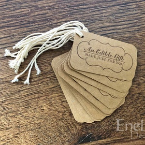 Brown Kraft Gift Tags / 'an Edible Gift' Tag With String / Hand Stamped ...