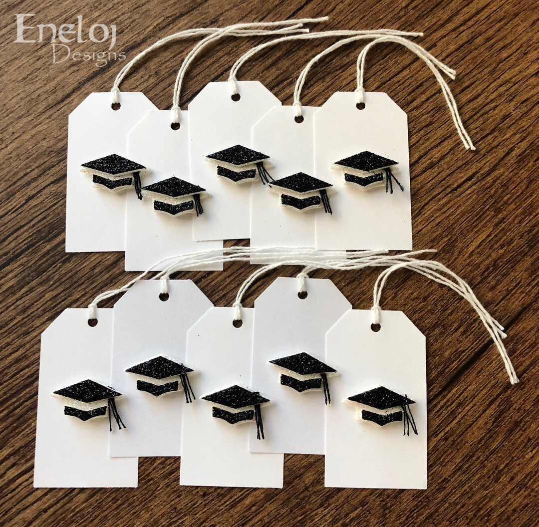 Graduation Gift Tags With String / Cap & Tassel Gift Tags / Black and ...