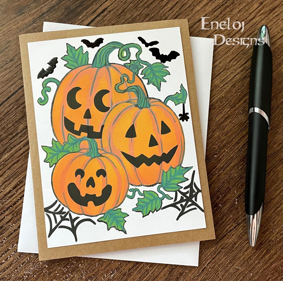Halloween Card / Jack O Lantern Card / Handmade Die Cut Card / - Etsy