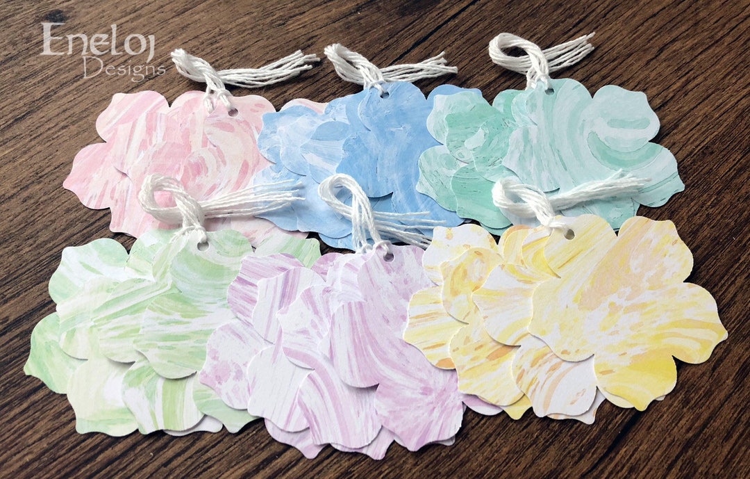 Flower Gift Tags With String / Handmade Wedding Favor Tags / Baby ...