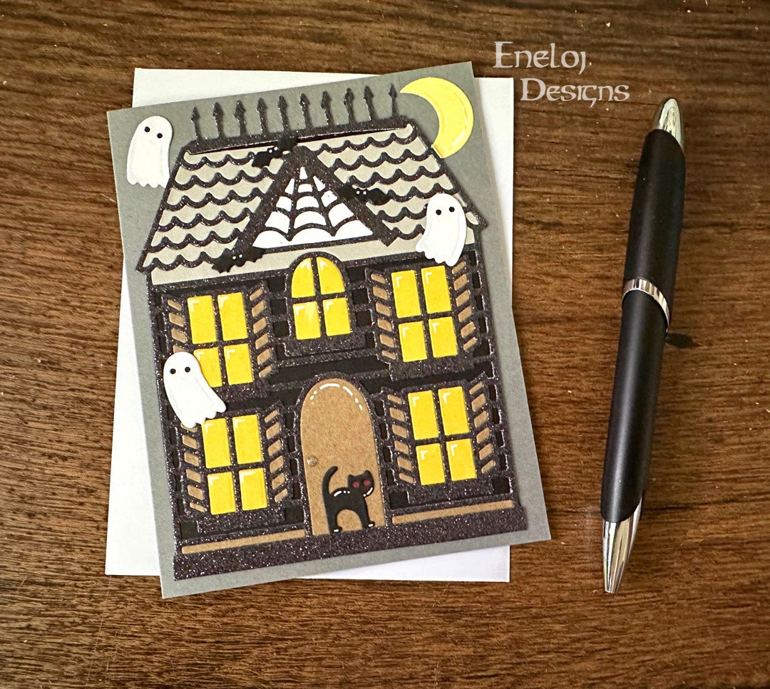 Halloween Card / Haunted House Card / Die Cut Spooky Halloween - Etsy