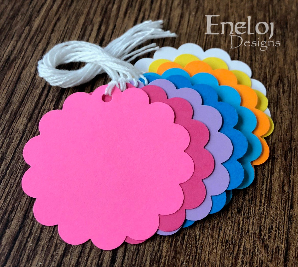 Flower Gift Tags with String / Handmade Wedding Favor Tags / | Etsy