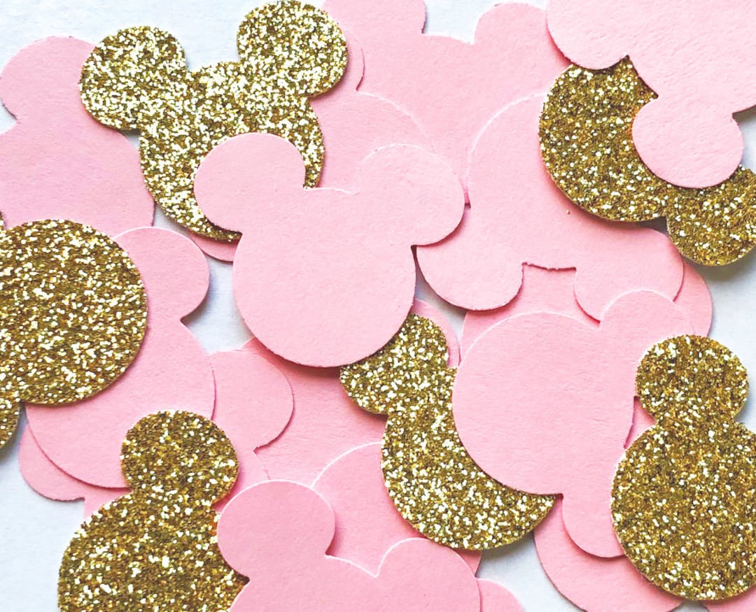 Minnie Mouse Inspired Glitter Confetti / Little Girl Pink & Gold Mouse ...