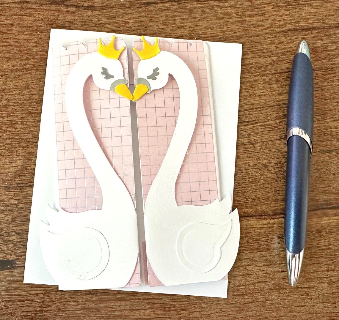 Swan Wedding Card / Die Cut Fold-out Card / Accordion Greeting Card ...