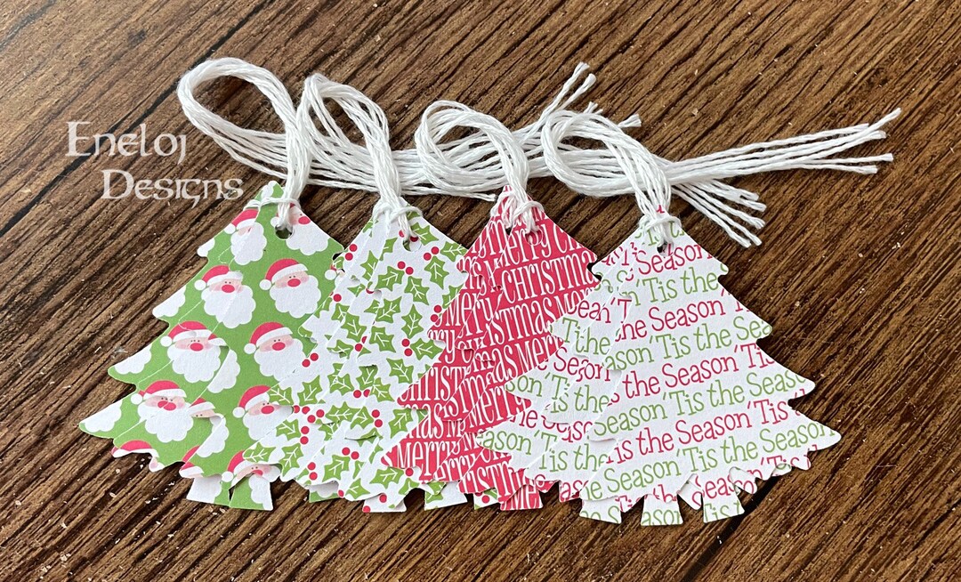 Christmas Tree Gift Tags / Christmas Die Cut Gift Tags With String ...
