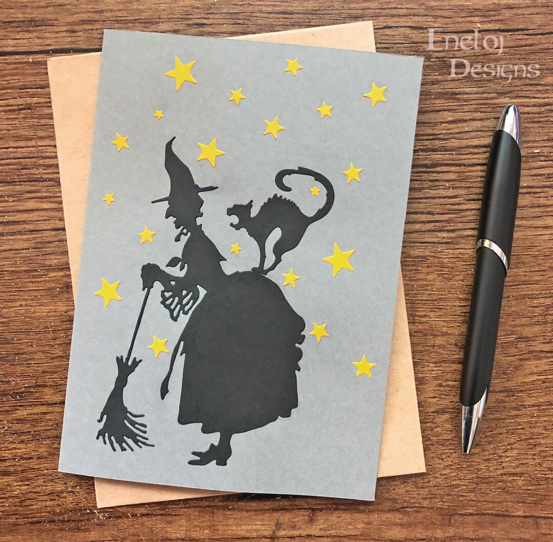 Halloween Witch Card / Handmade Die Cut Card / All Hallows Eve Card ...