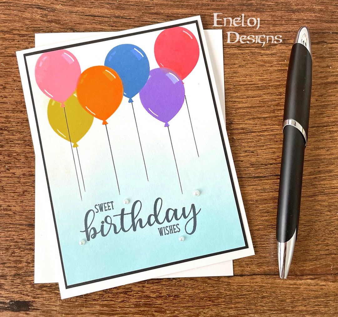 Birthday Balloon Card / Child Birthday Card / Happy Birthday Blank Card ...