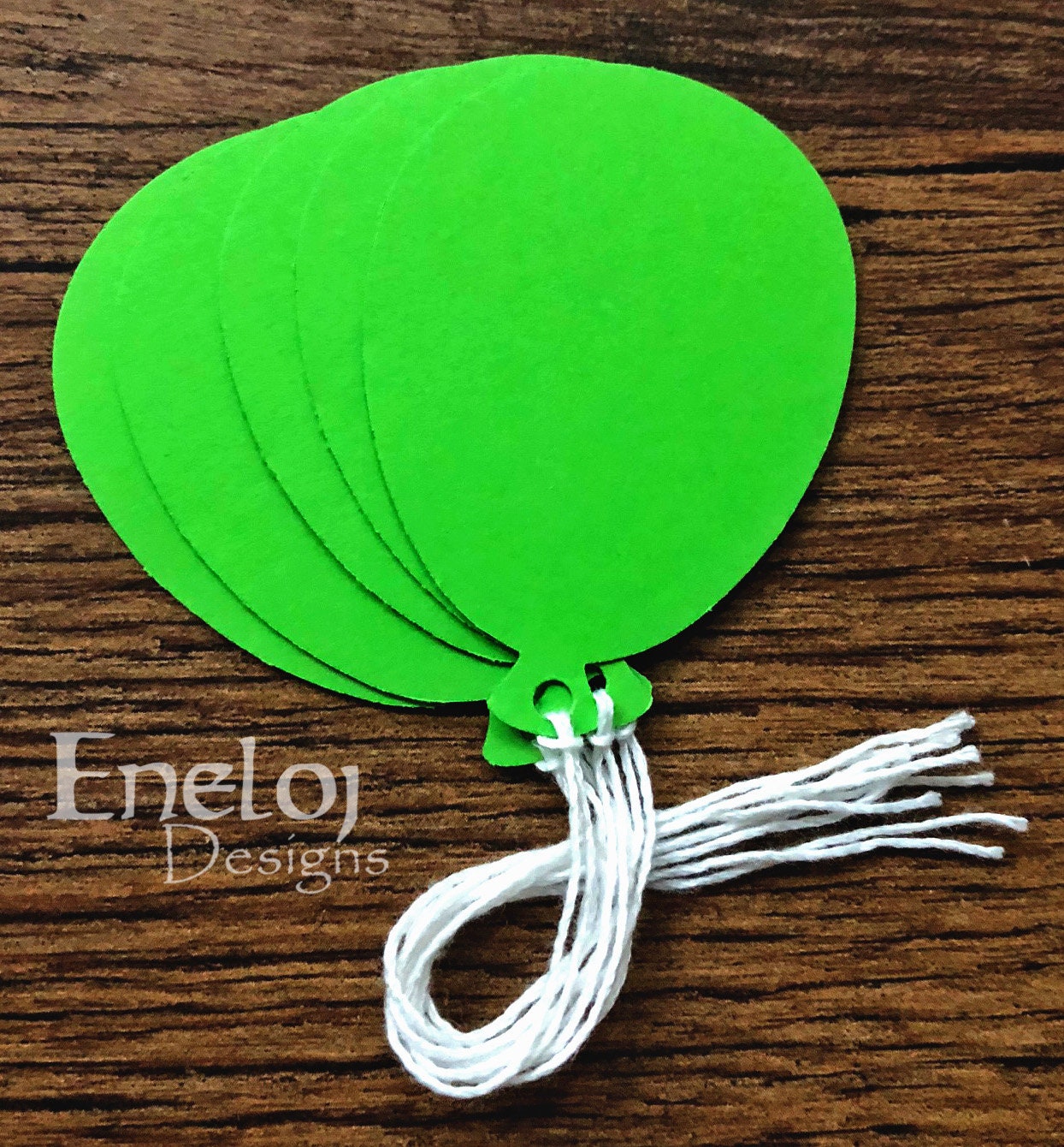 Neon Balloon Gift Tags With String / Handmade Die Cut Birthday - Etsy