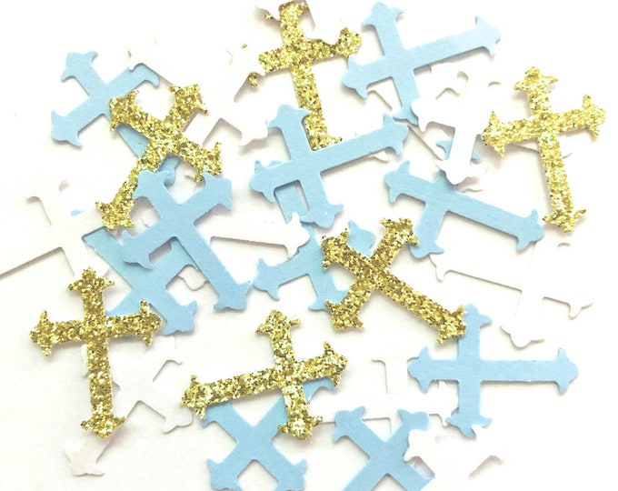 Gold Glitter Cross Confetti - 100 Pieces - Baptism Table Scatter ...