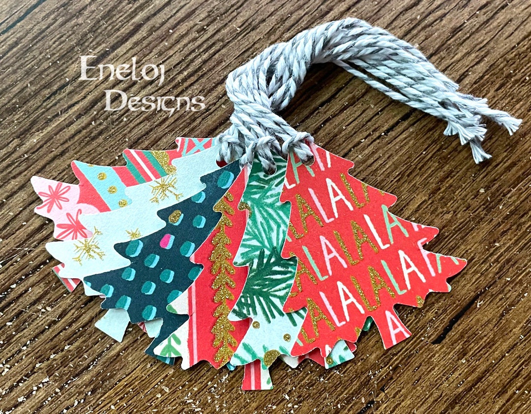 Christmas Tree Gift Tags / Glitter Christmas Git Tags / Handmade Gift ...