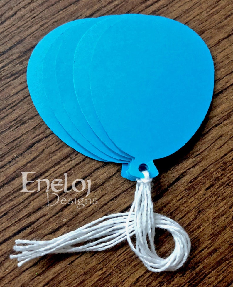 Neon Balloon Gift Tags With String / Handmade Die Cut Birthday Gift ...