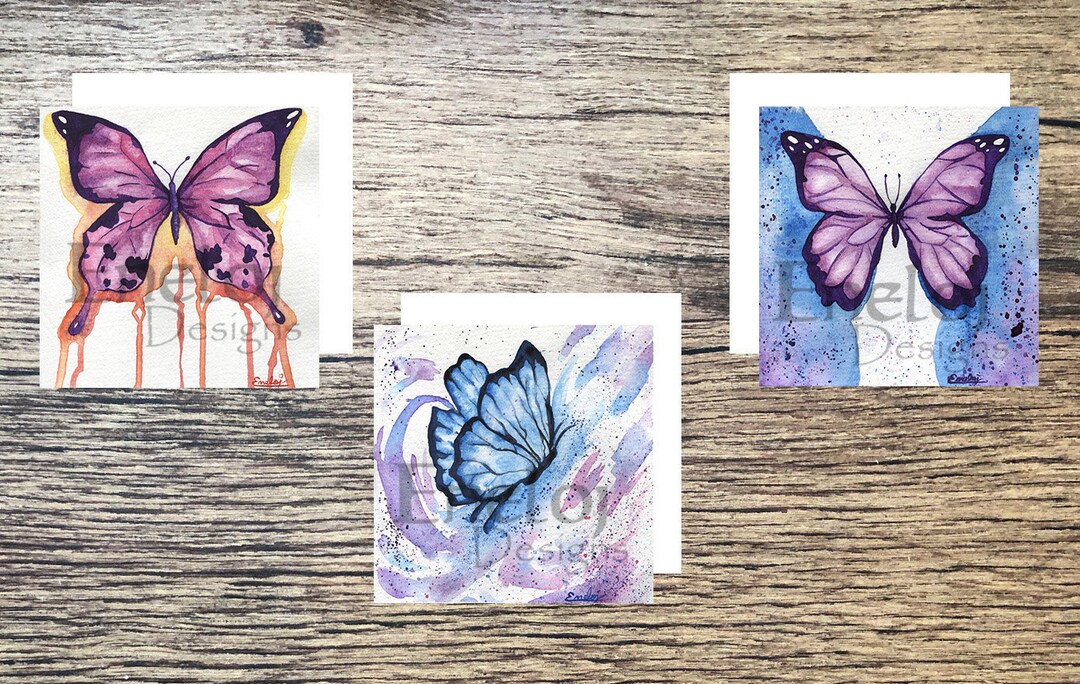 Watercolor Butterfly Card Assortment / Original Painting Stationery ...