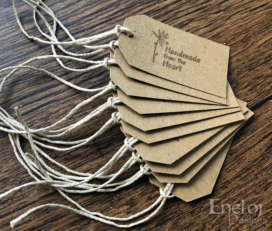 Handmade From the Heart Gift Tags With String / Hand Stamped Wedding ...