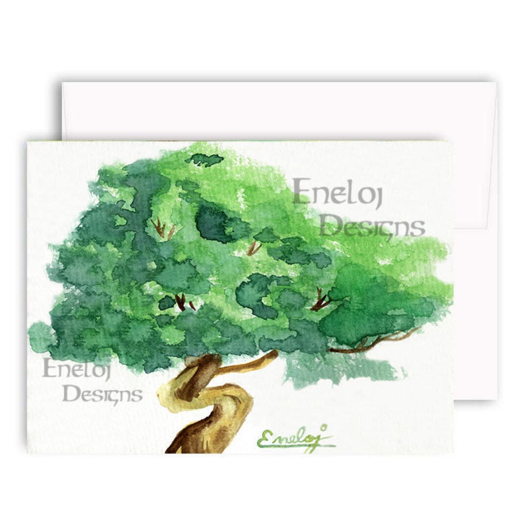 Bonsai Tree Card / Watercolor Card / Original Painting / Art Stationery ...
