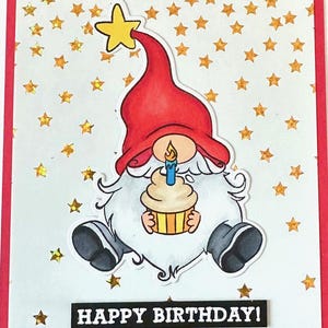 Gnome Birthday Card / Happy Birthday Card / Foil Birthday Greeting Card ...