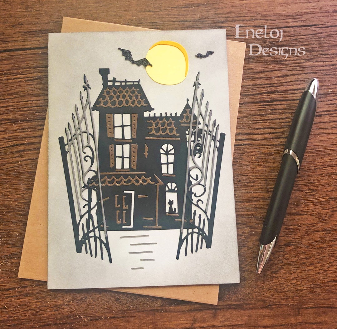 Halloween Card / Haunted House Card / Die Cut Spooky Halloween Card ...