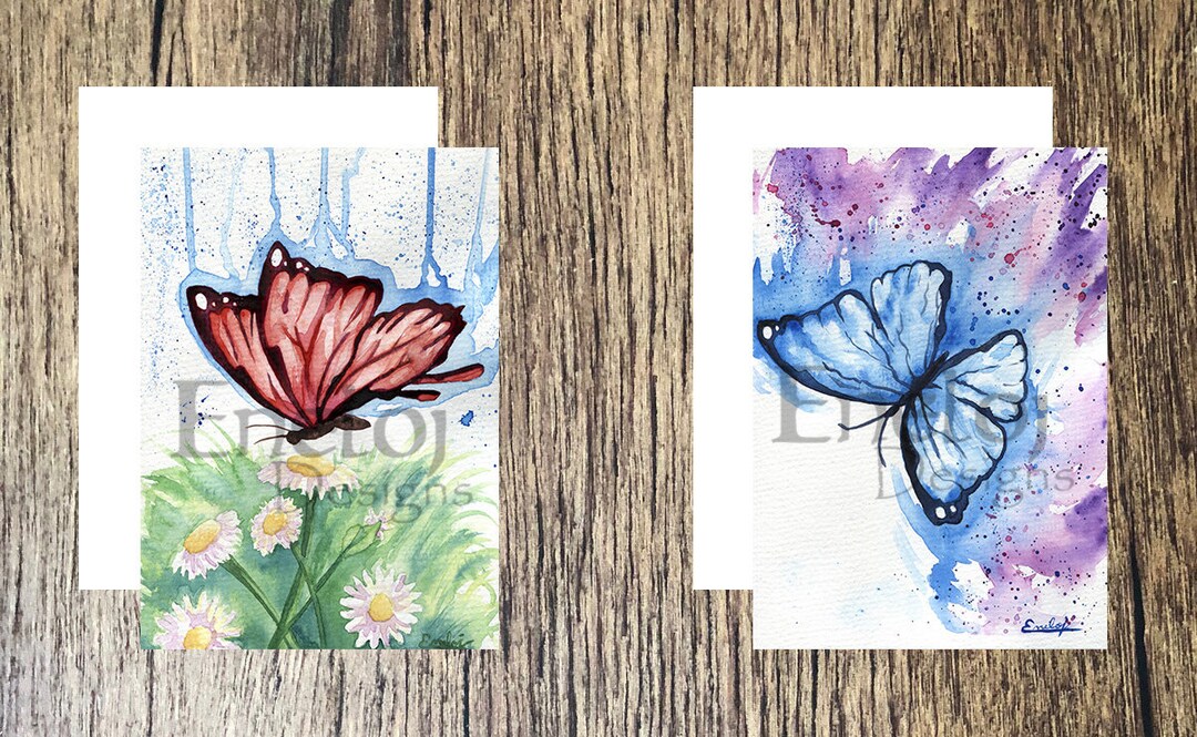 Watercolor Butterfly Card Assortment / Original Painting / Handmade ...