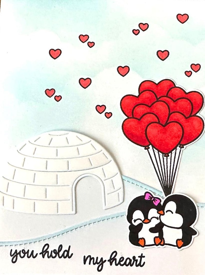 Penguin Valentine's Day Card / I Love You Card / Handmade Valentine ...
