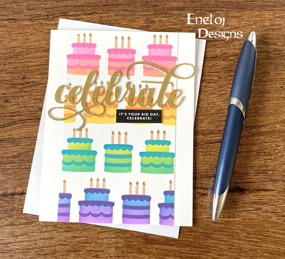 Happy Birthday Card / Celebrate Card / Birthday Cake Card / Blank ...