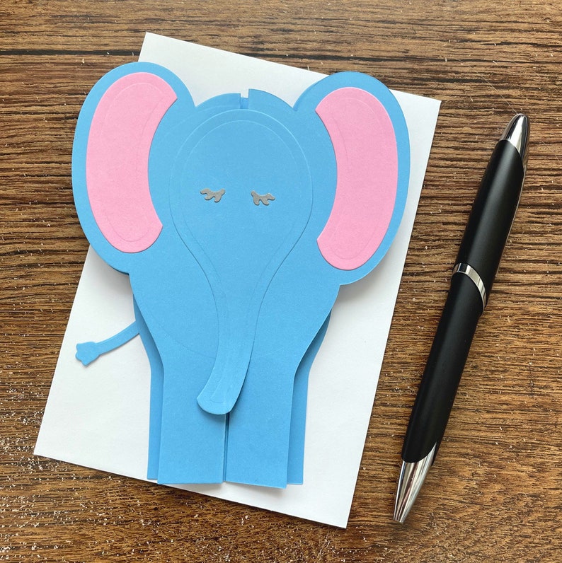 Elephant Birthday Card / Die Cut Fold-out Card / Accordion - Etsy