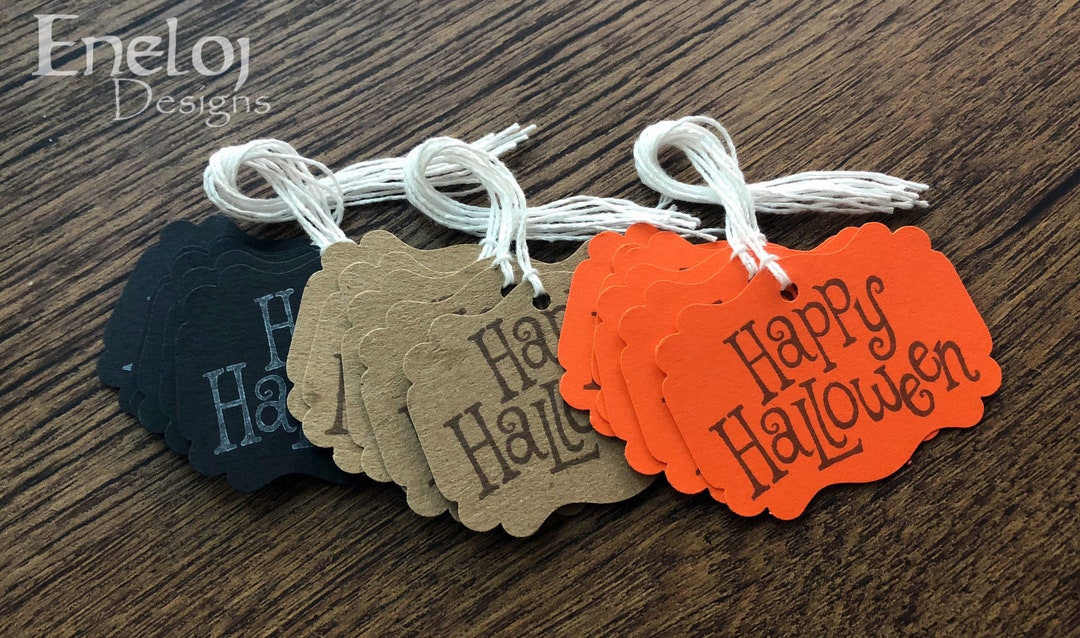 Happy Halloween Gift Tags / Halloween Tags With String / Hand Stamped ...
